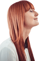Side Profile of Smiling Redhead Woman Isolated on Transparent ...