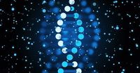 Digital DNA Strand Composed of Blue Dots on Black Background - Download ...