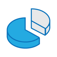 Abstract Blue and Grey Pie Chart Shapes on Transparent Background ...