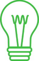 Green Simple Light Bulb Icon on Transparent Background for Ideas and ...