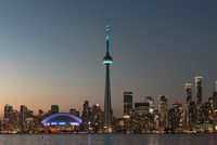 Toronto Skyline at Dusk with CN Tower and City Lights - Download Free ...