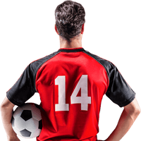 Transparent Background Male Athlete with Soccer Ball in Red Uniform ...