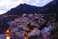 Scenic Night View of Positano on Amalfi Coast from Pikwizard