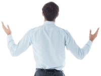 Back View of Businessman on Transparent Background Showing Uncertainty ...