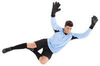 Caucasian Male Goalkeeper Diving to Catch Ball on Transparent ...