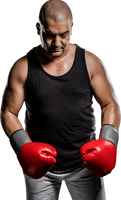 Transparent Boxer Wearing Red Gloves in Introspective Pose - Download ...