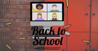 Virtual Back to School Concept with Illustrated Students and Lockers ...