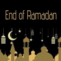 End of Ramadan with Crescent Moon, Stars, and Lanterns from Pikwizard