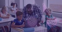 Diverse Classroom Scene with Teacher and 3D Shapes Overlay - Download ...