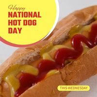 National Hot Dog Day Celebration Poster with Close-up Hot Dog and ...