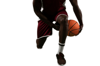 Low Angle of Basketball Player Dribbling Ball on Transparent Background ...