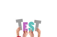 Hands Holding Colorful TEST Letters on Transparent Background ...