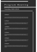 Black & White Corporate Program Meeting Schedule Template - Download ...