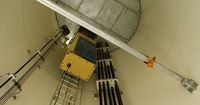 Inside View of Wind Turbine Tower with Ladder and Maintenance Elevator ...