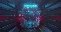 Futuristic Digital Face Model Spinning in Neon Tunnel - Download Free ...