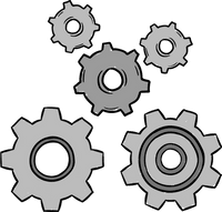 Grey Cogs Interlocking on Transparent Background for Engineering Design ...
