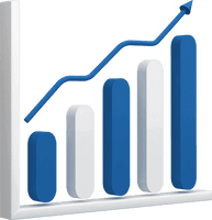 Transparent 3D Bar Graph with Upward Arrow Showing Growth - Download ...