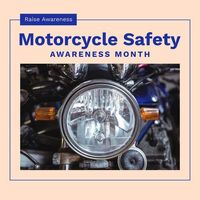 Motorcycle Safety Awareness Month Poster Design with Headlight Close-Up ...
