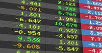 Dynamic Stock Market Ticker Display with Rising and Falling Numbers ...