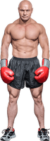Transparent Image of Muscular Boxer Posed with Red Gloves - Download ...