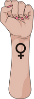 Clenched Female Fist with Symbol on Transparent Background - Download ...