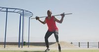 Man with Prosthetic Leg Performing Weight Lifting Outdoors - Download ...