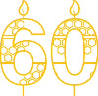 Yellow 60th Birthday Candle Illustration on Transparent Background ...