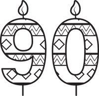 Decorative 90th Birthday Candle Illustration on Transparent Background ...