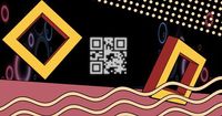 Glowing QR Code with Neon Geometric Shapes Technology Concept ...