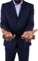 Businessman with Open Hands Expressing Uncertainty Transparent ...
