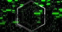 Green Binary Code Background with Hexagonal Frame Combining Technology and Digital Data ...