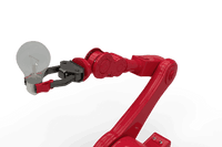 Red Robotic Arm Holding Bulb on Transparent Background Illustration ...