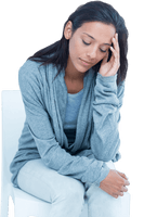 Sad Biracial Woman Expressing Emotions on Transparent Background ...