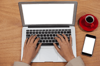 Hands Typing on a Laptop with Transparent Black Screen - Download Free ...