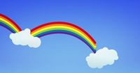 Colorful Rainbow Bridge Across White Clouds on Blue Sky - Download Free ...