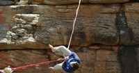 Tense Moment of Rock Climber Falling on Roped Journey - Download Free ...