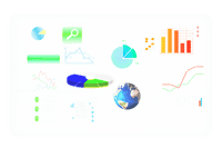 Educational Transparent Data Analysis Graphic with Diagrams and Globe ...