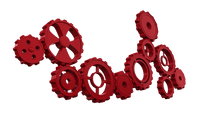 Transparent Red Cogs and Wheels for Industry and Business Workflow ...