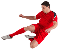 Determined Football Player Jumping for a Power Kick, Transparent ...