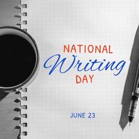 National Writing Day Celebration with Notebook, Coffee, and Pen from ...