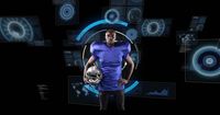 Confident Rugby Player with Futuristic Scanning Interface - Download ...