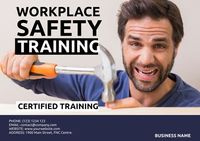 Workplace Safety Training Advertisement with Man Using Hammer ...