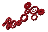 Red Cogs Highly Detailed Transparent Background for Industry and ...