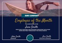 Employee of the Month Surfing Enthusiasm Award Certificate - Download ...