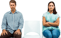 Upset Couple Seated with Empty Chair; Transparent Background - Download ...