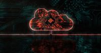 Glowing Cloud Icon over Processor with Digital Interface Aesthetic ...
