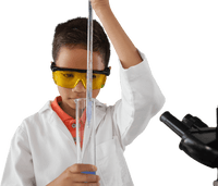 Biracial Schoolboy Doing Science Experiment on Transparent Background ...