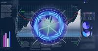 Rotating Digital Compass Over Scientific Graph and Data Visualizations ...