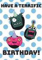 Whimsical Monster-Themed Birthday Card for Kids' Celebrations from ...
