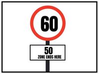 Speed Limit Sign Showing Transition from 50 to 60 Zone - Download Free ...